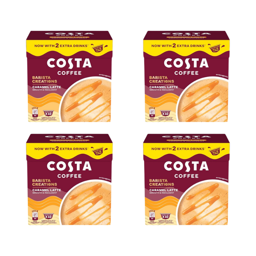 Costa Coffee Caramel Latte Pods (10 Capsules) - 4 Packs | Café-Quality ...