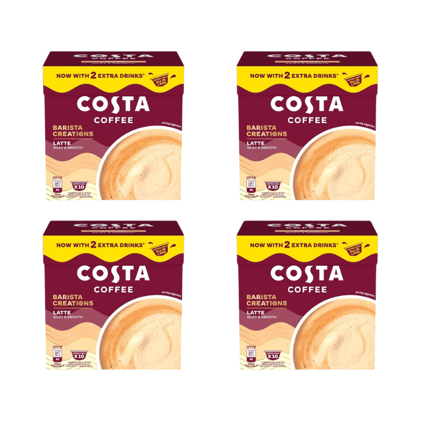 Costa Coffee Latte Pods (10 Capsules) - 4 Packs | Café-Quality Latte at ...