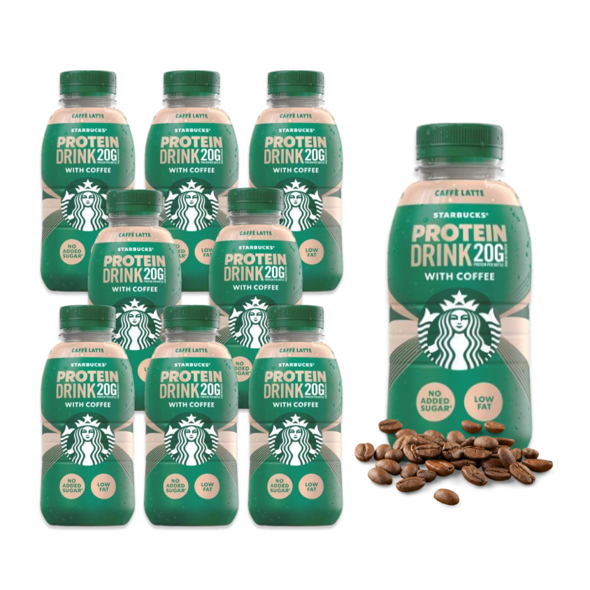 Starbucks Caffè Latte Protein Drink with Coffee 330ml x8 - High-Protein ...