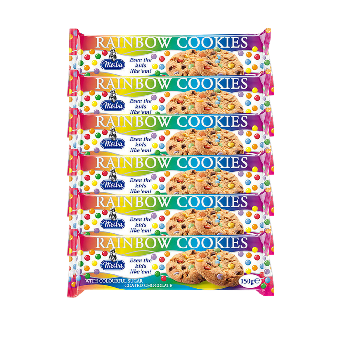 Merba Rainbow Cookies 150g | Colourful Chocolate Chip Biscuits | Fun ...