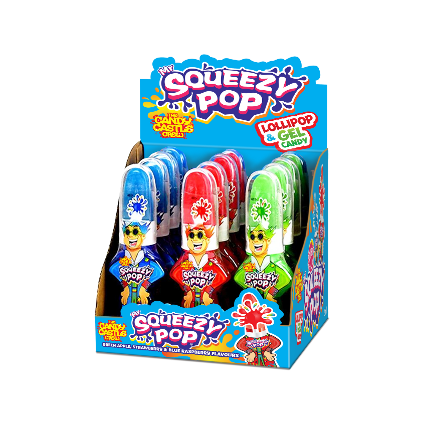 Candy Castle Crew Mr. Squeezy Pop - 40g x 18 | Interactive Lollipop ...